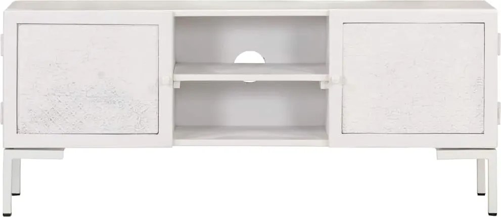 TV stolek bílý 115 x 30 x 46 cm masivní mangovníkové dřevo 323580