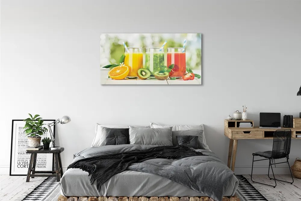 akrylový obraz Koktejly Strawberry Kiwi 125x50 cm