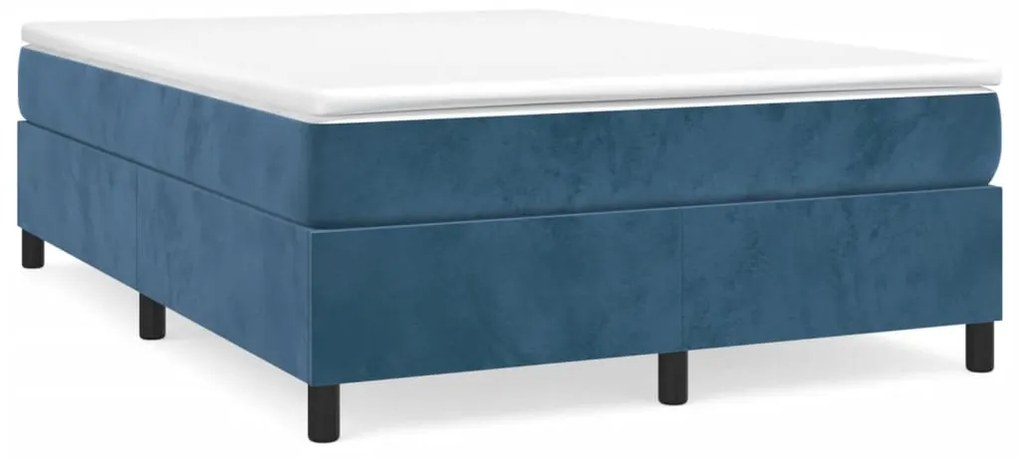 vidaXL Box spring postel tmavě modrá 140 x 200 cm samet
