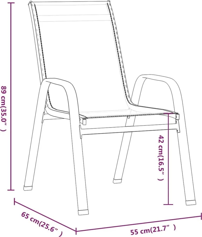 vidaXL Stohovatelné zahradní židle 4 ks textilenová tkanina [318781] Barva: Černá