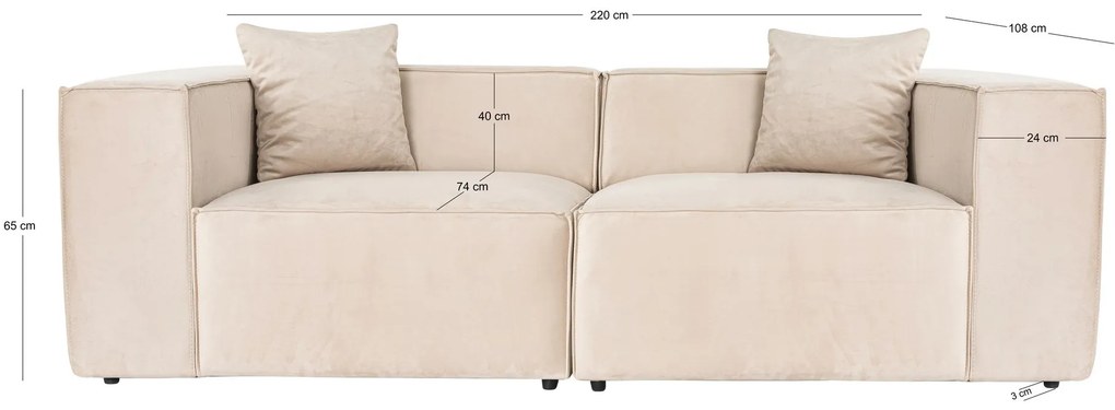 Hanah Home Dvoumístná pohovka LORA krémová 220 cm