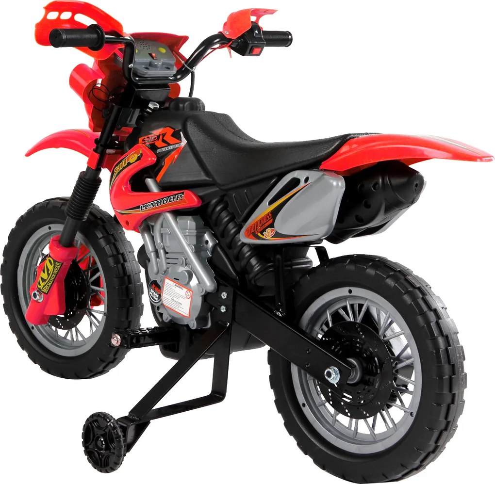 HOMCOM Dobíjecí elektrická motorka pro děti 6V od 3 let s nabíječkou a podpůrnými koly 102x53x66 cm Červená