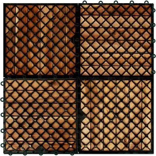 Deuba Dřevěné dlaždice – sada 11 ks, 30x30 cm