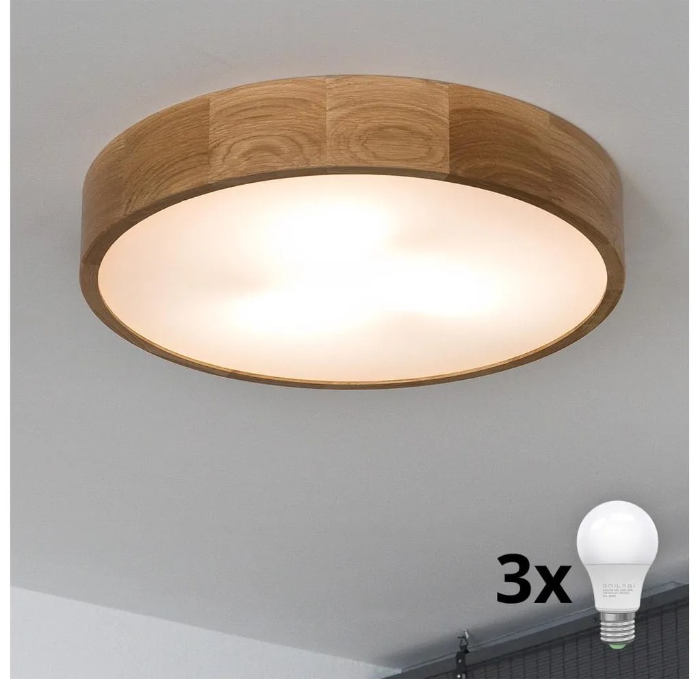 Brilagi - LED Stropní svítidlo CARVALHO 3xE27/60W/230V dub pr. 47,5 cm