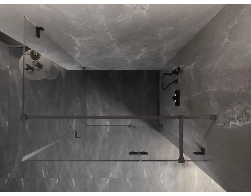 Mexen Lunar T, pravý výklopný sprchový kout 125 x 110 cm, 8mm čiré sklo, pistolově šedý kartáčovaný - 834T-125-110-66-00-P
