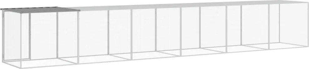 Klec pro kuřata se střechou světle šedá 603 x 98 x 90 cm ocel 3189046