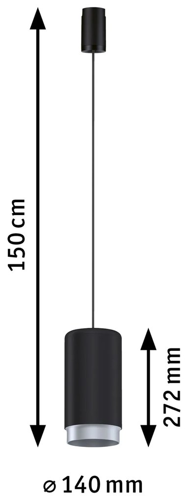 Paulmann 95402 Corus, černé závěsné svítidlo pro Urail, 1x50W E27, výška 27,2cm