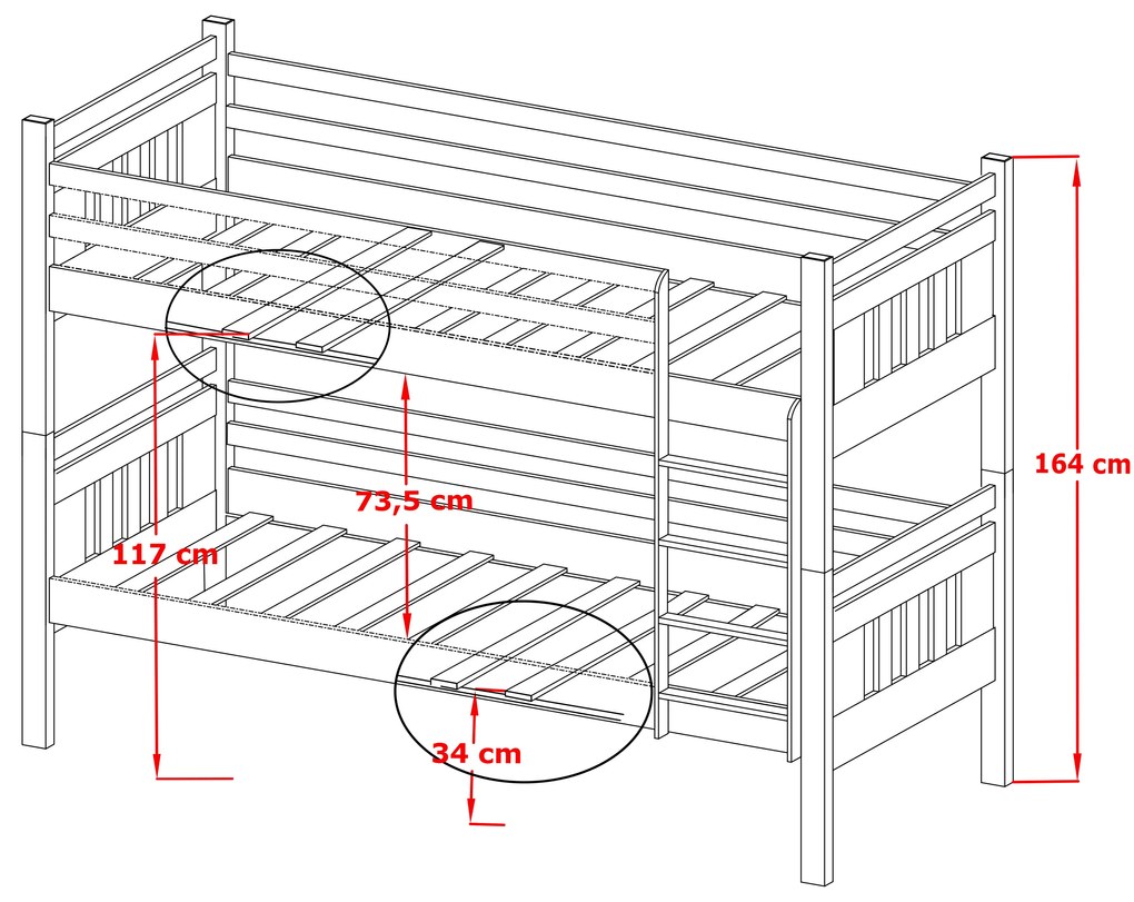 Dětská postel 90 cm ARAS (s roštem a úl. prostorem) (borovice). 1013425