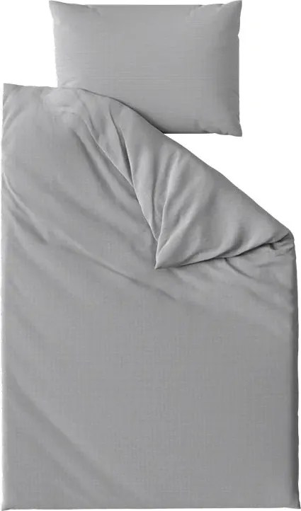 Sada krepového povlečení DENYX BLEND šedé, hotelová kapsa + prostěradlo Jersey 90 x 200 cm tmavě šedé, jednolůžko