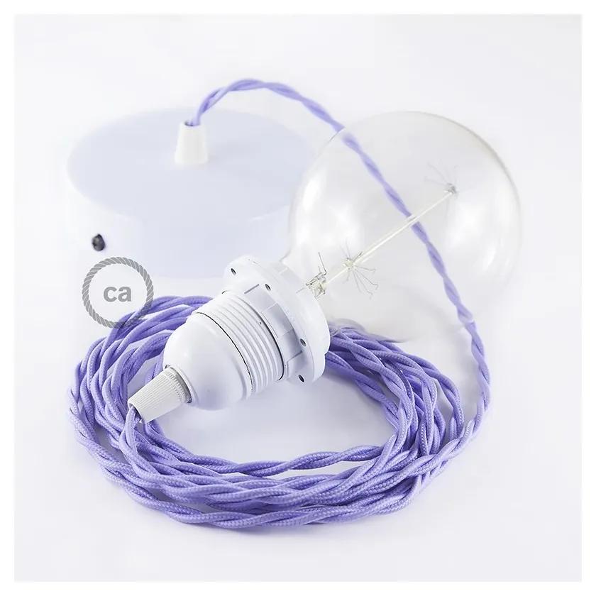 creative cables Závěsné svítidlo pro stínidla s lila zkrouceným hedvábným textilním kabelem TM07 Velikost: 200 cm, Barva: Chrom, Montáž: Sestavený