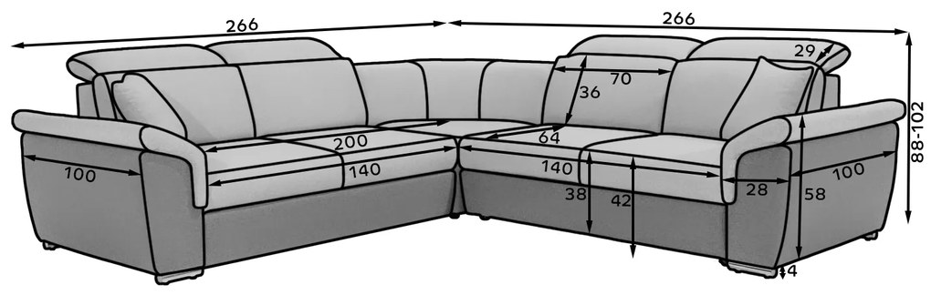 Eltap Rohová sedací souprava Federico Materiál a barva potahu: Sawana 05, Soft 11 - tmavě šedá