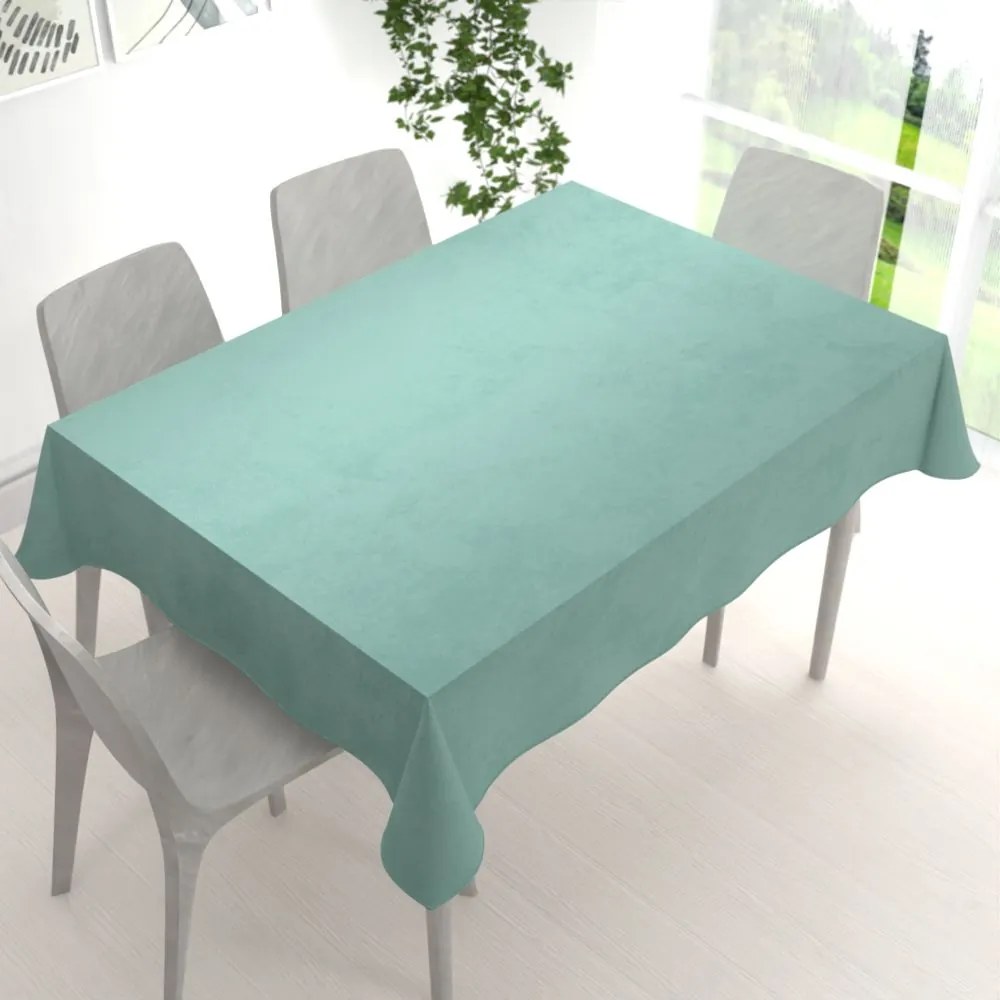 Biante Sametový obdélníkový ubrus Velvet Premium SVP-048 Pastelová ledově zelená 140x180 cm