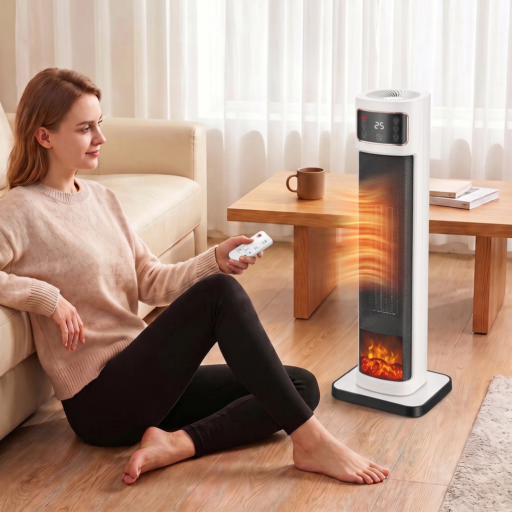 HOMCOM Keramický topný ventilátor, 2000 W, 4 režimy, termostat, dálkové ovládání, úsporný