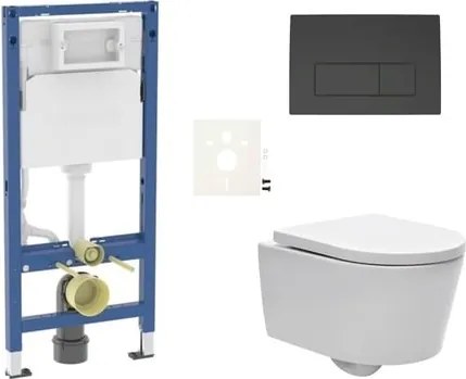 Závěsný WC set Geberit do lehkých stěn / předstěnová + WC SAT Brevis SIKOGESBRED50BL2