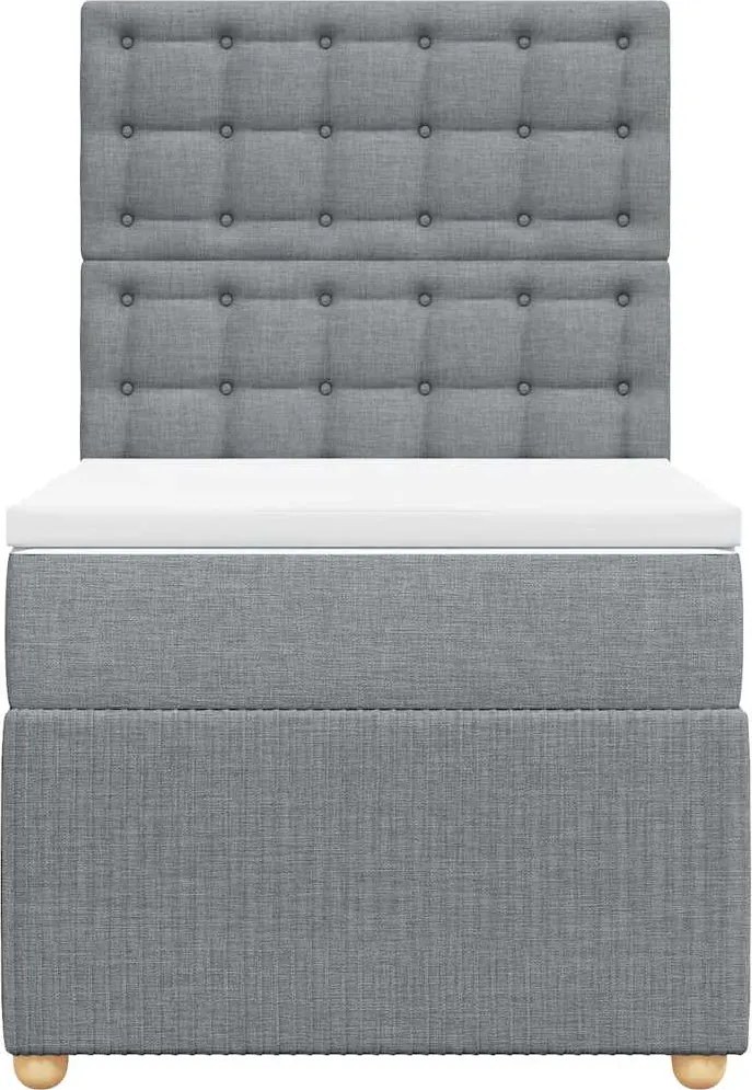 Box spring postel s matrací světle šedá 80 x 200 cm textil 3291897