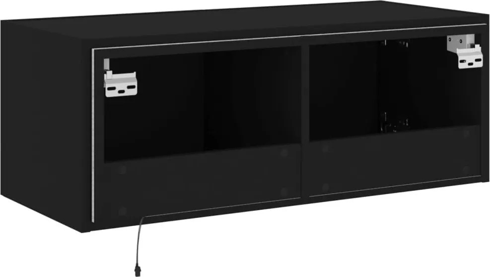 vidaXL Nástěnná TV skříňka s LED osvětlením 80 x 35 x 31 cm [837283] Barva: Černá