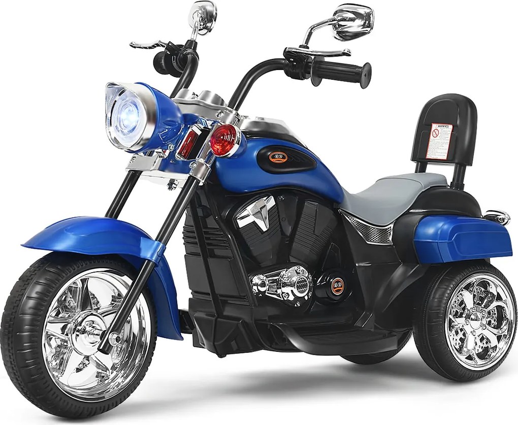 Costway 6 V elektrický motocykl s nastavitelnými světlomety motocykl modrá +