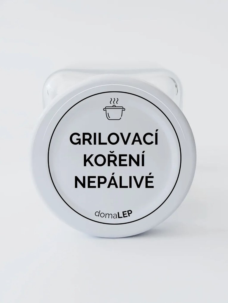 Samolepka na kořenky GRILOVACÍ KOŘENÍ NEPÁLIVÉ průhledná 5 cm tučné písmo