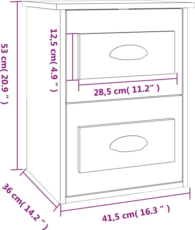 vidaXL Nástěnný noční stolek 41,5 x 36 x 53 cm [816400] Barva: hnědý dub