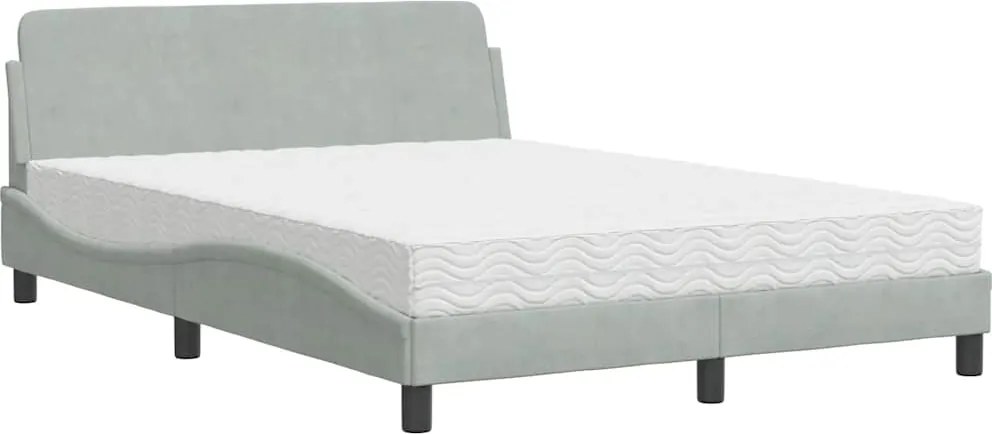 Postel s matrací Dover světle šedá 140 x 190 cm samet 3208391