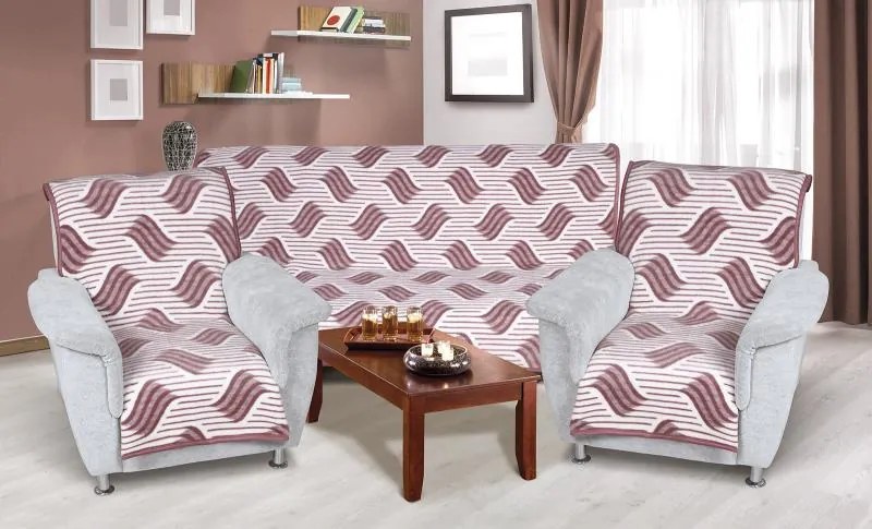 Bellatex Souprava Karmela PLUS 3+1+1 Růžová,Béžová 150x200 cm, 2ks 65x150 cm