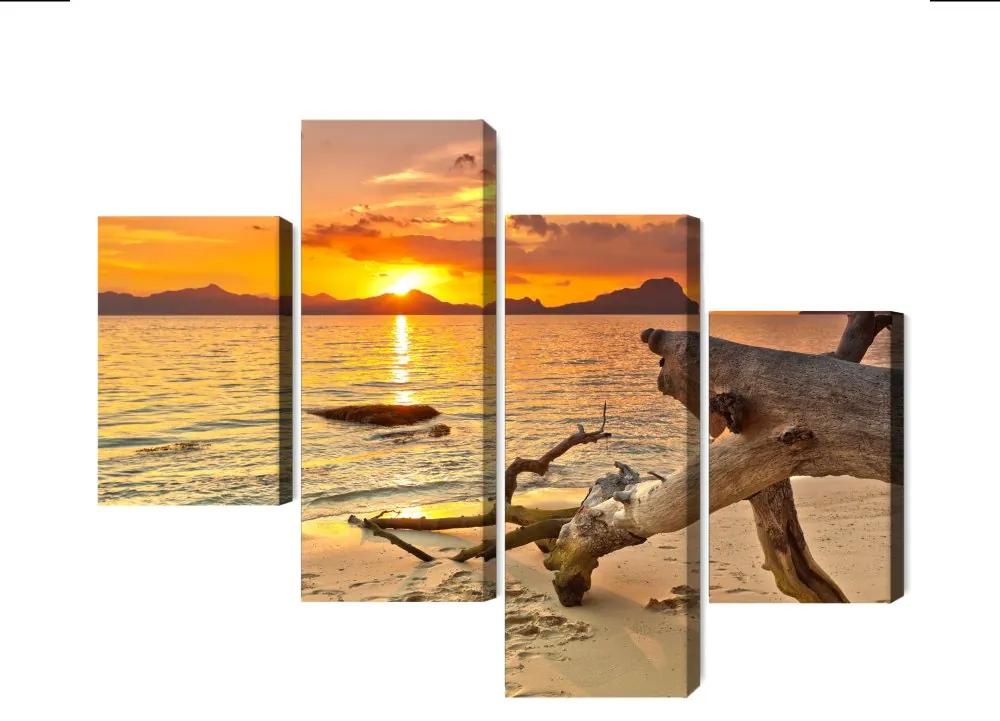 Vícedílný obraz Mořská Krajina Při Západu Slunce Nedostatek Nedostatek Přírodní plátno 160x100