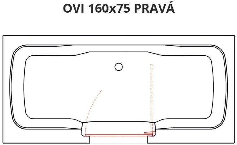 A-interiéry Polimat OVI vana pro seniory 160 x 75 cm s dvířky otevírání pravé vč. sifonu bílá POL_OVI00724