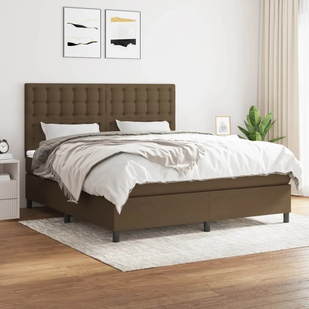 Box spring postel s matrací tmavě hnědá 160x200 cm textil 3142108