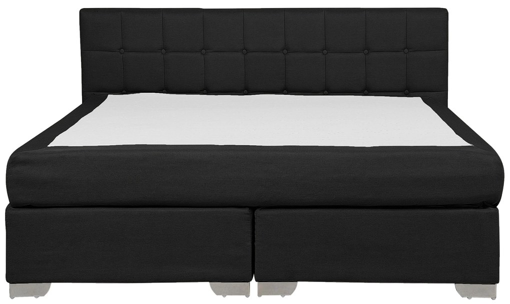 Černá čalouněná kontinentální postel 160x200 cm ADMIRAL Beliani
