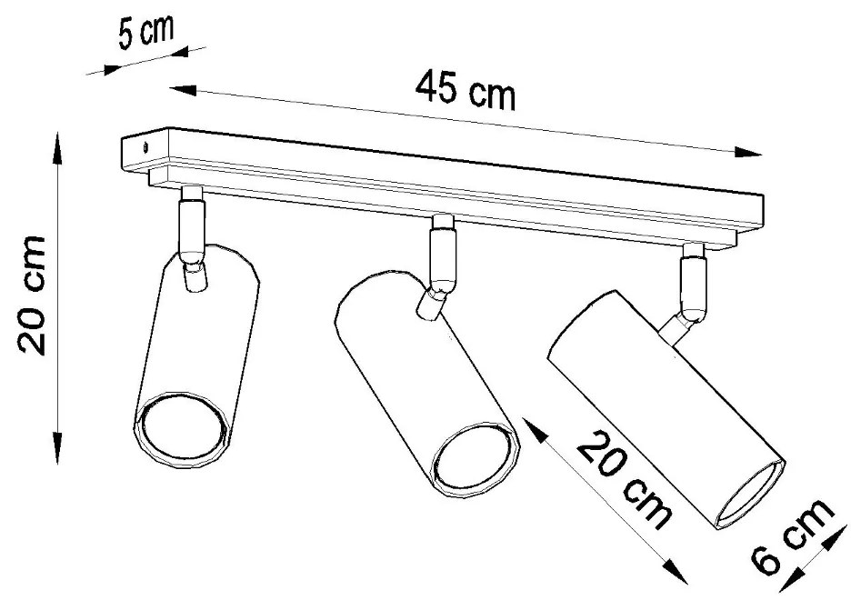 Sollux Lighting Stropní svítidlo DIREZIONE 3 Černá