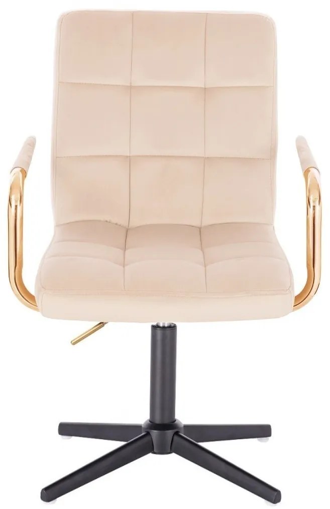 LuxuryForm DESIGN Otočná židle VERONA GOLD VELUR na černém kříži - krémová