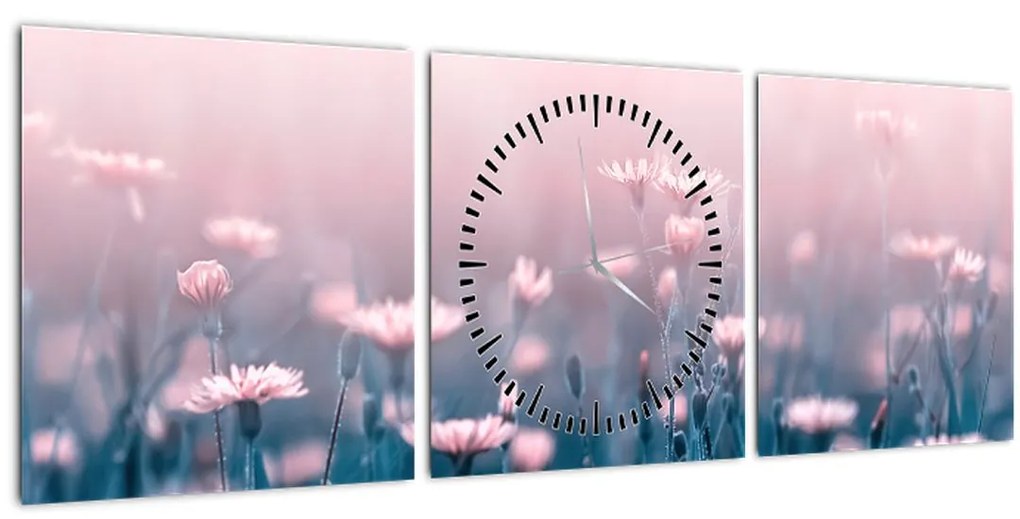 Obraz lesních rostlin (s hodinami) (90x30 cm)