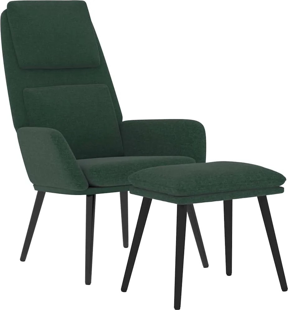 Relaxační křeslo se stoličkou tmavě zelené textil 3097773