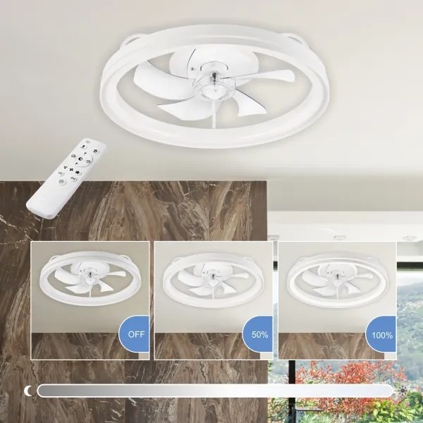 LED Stropní svítidlo s ventilátorem FARGO LED/37W/230V bílá + DO