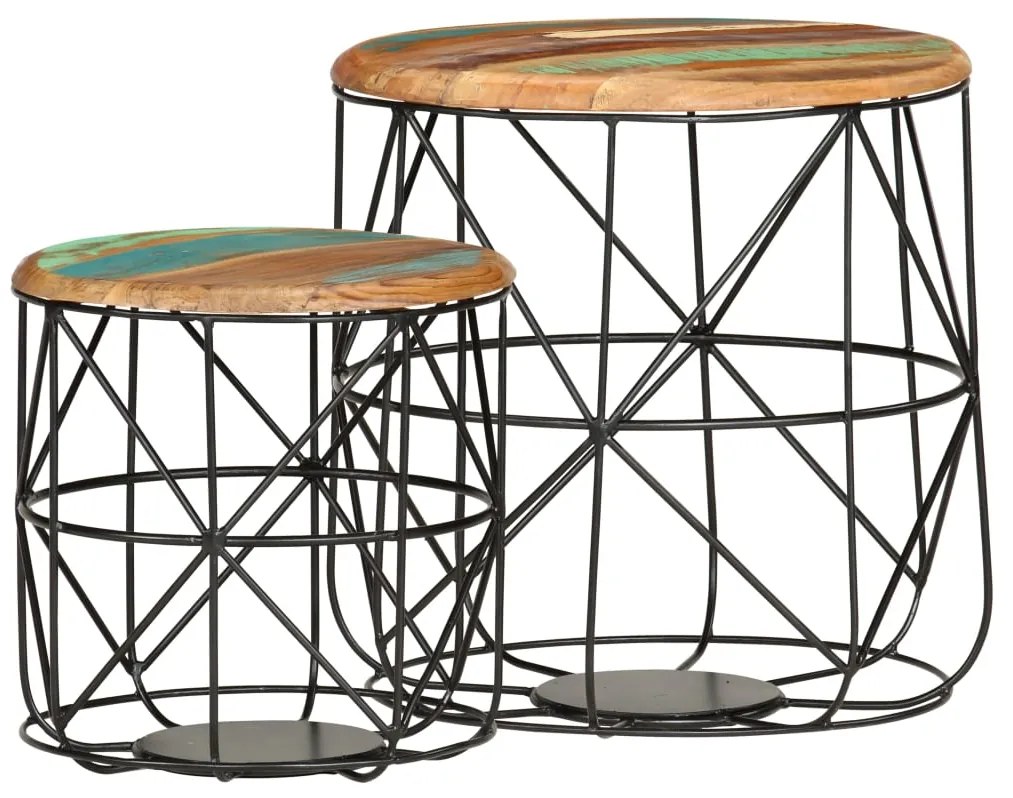 Konferenční stolky 2 ks masivní recyklované dřevo - Default Title