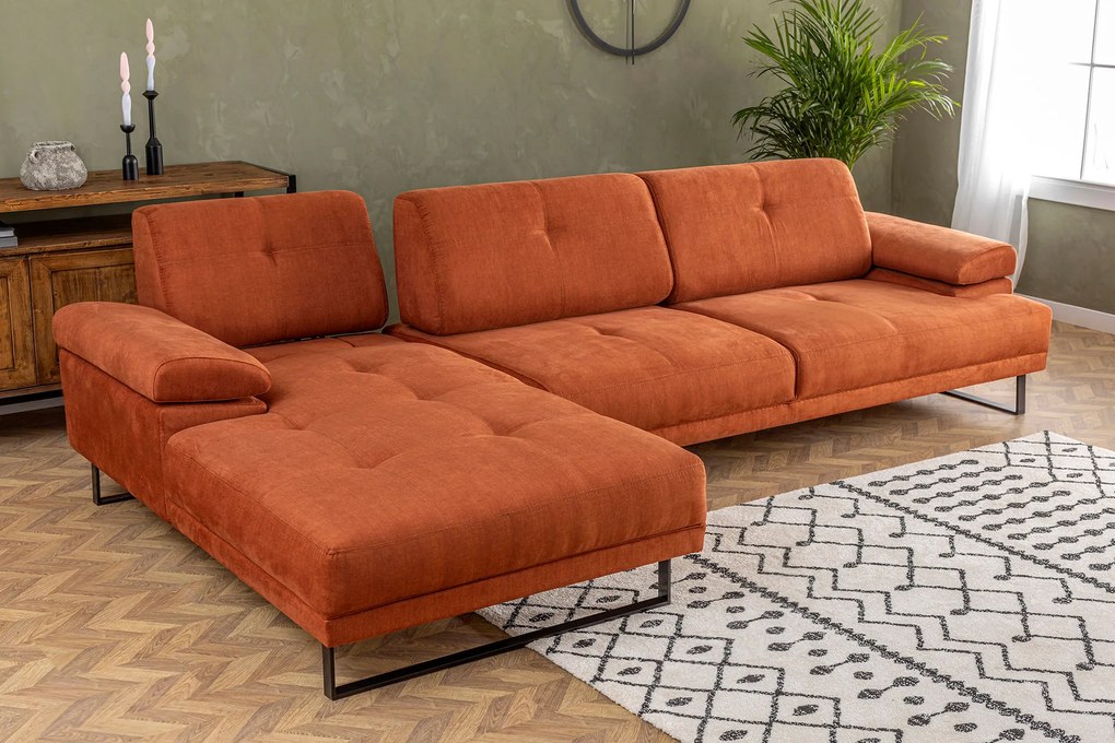 Hanah Home Čtyřmístná pohovka MUSTANG oranžová levá 560ARE1217
