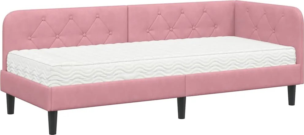 Rohový rám postele Růžová 80 x 200 cm samet 3394137