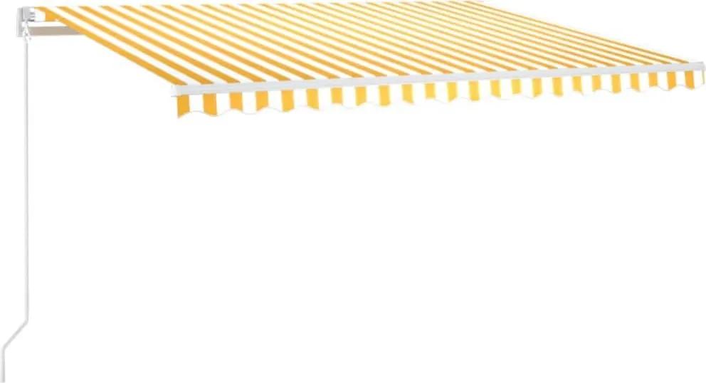 vidaXL Ručně zatahovací markýza 450 x 300 cm [3068918] Barva: Žluto-bílá