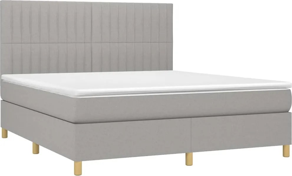 Box spring postel s matrací a LED světle šedá 160x200 cm textil 3135605