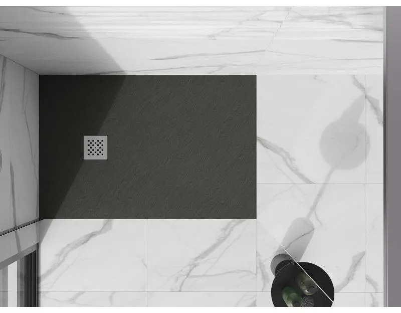 Mexen Stone+, obdélníková vanička z minerálního kompozitu 100 x 70 cm, antracitová, 44717010