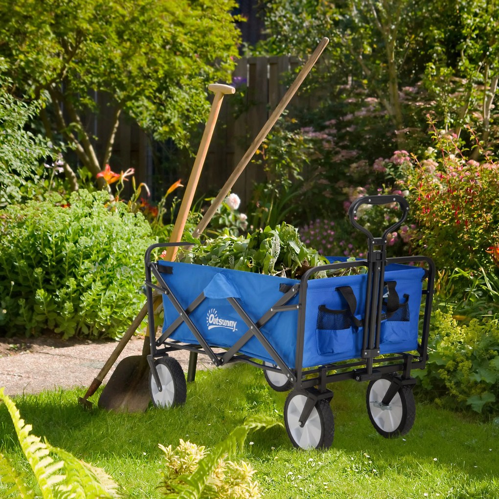 Outsunny Skládací zahradní vozík 360° Transportní vozík Plážový vozík s ocelovým rámem Oxford 93 x 49 x 75-100 cm | Aosom.de