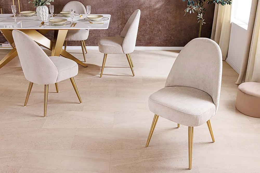 Designová jídelní židle Vermilius béžový manšestr