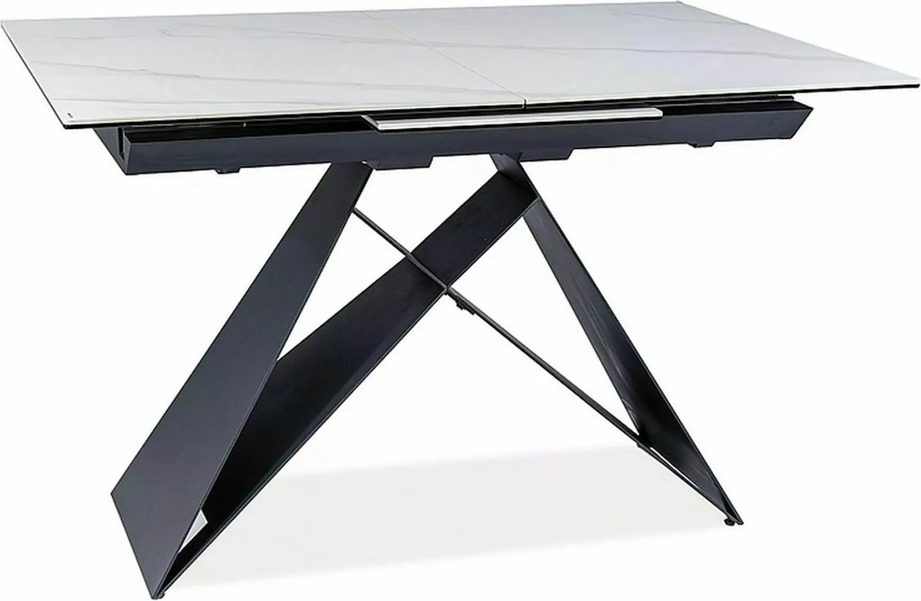 Jídelní rozkládací stůl Westin 120/160 cm keramika černý/bílý mramor