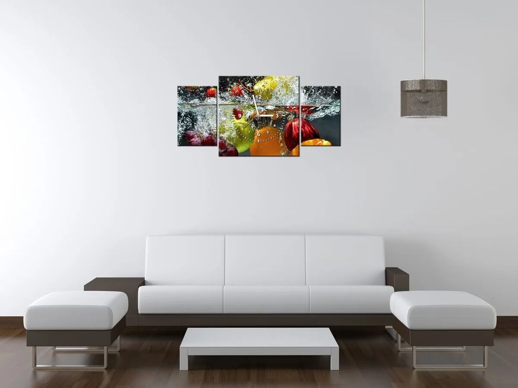 Gario Obraz s hodinami Sladké ovoce - 3 dílný Rozměry: 80 x 40 cm