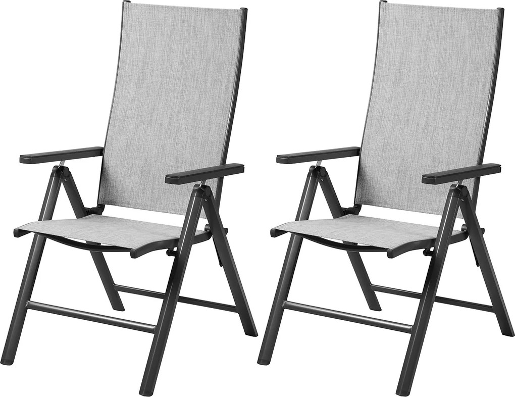 Livarno® Hliníkové polohovací křeslo Houston, světle šedá, 2 kusy