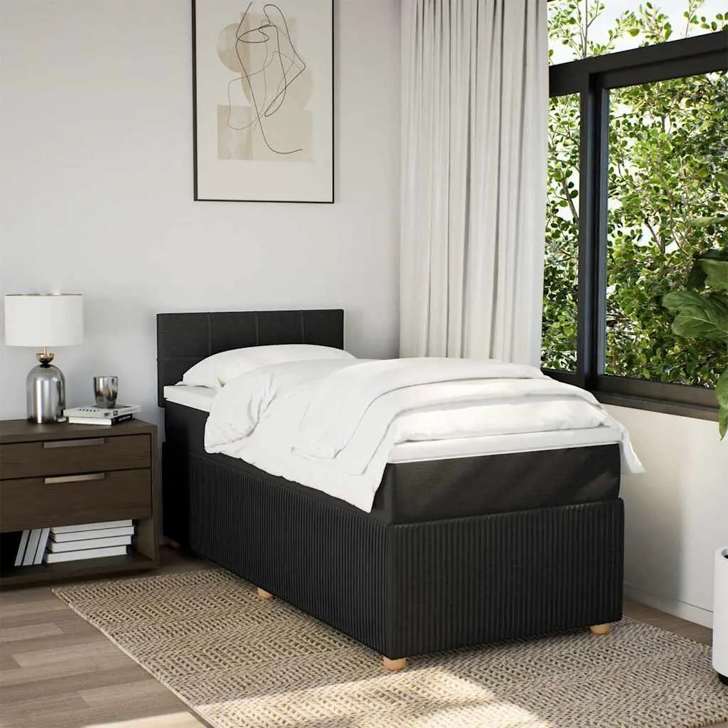 Box spring postel s matrací černá 80 x 200 cm textil 3289585
