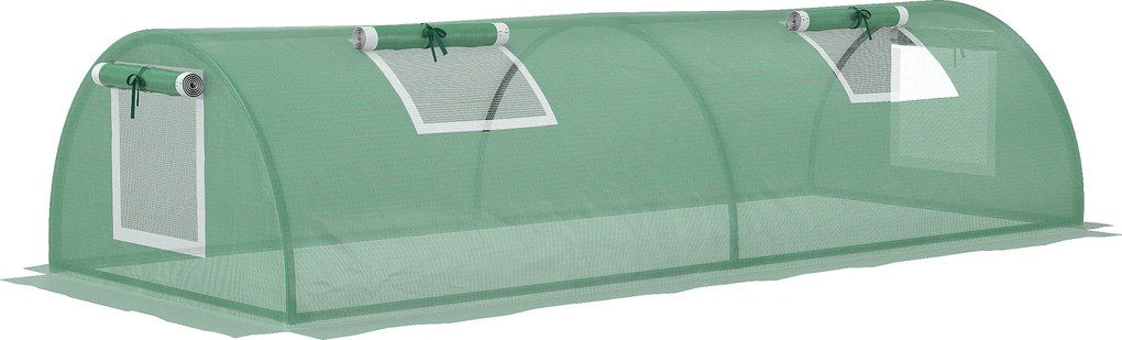 Outsunny Mini tunelový skleník Fóliový skleník s oknem ze síťoviny Fólie PE odolná proti UV záření zelená 200x80x45cm ideální pro zahradní rostliny |…