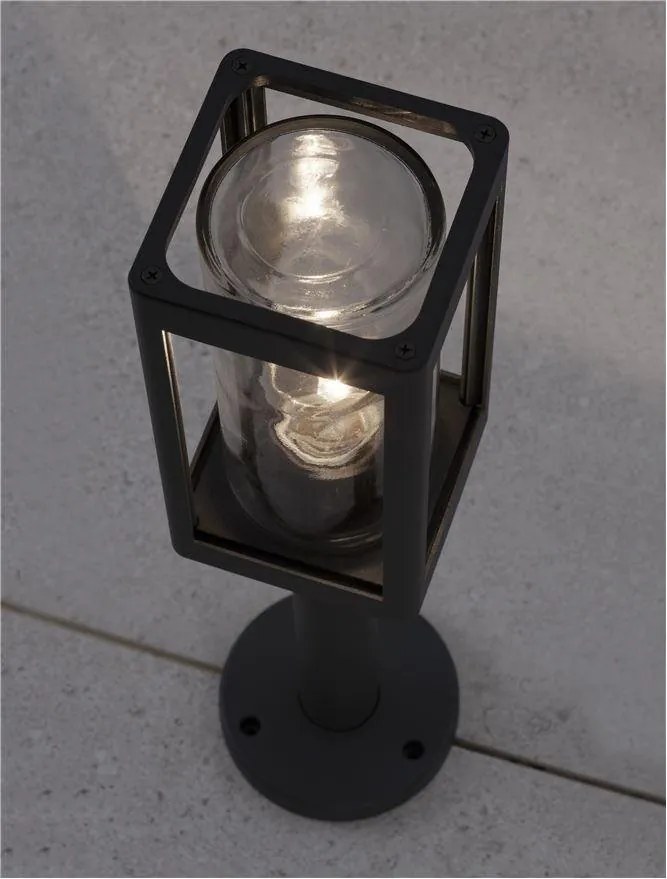 NV 9060193 Venkovní sloupkové svítidlo FIGO tmavě šedý hliník a čiré sklo E27 1x12W 220-240V bez žárovky IP54 - NOVA LUCE