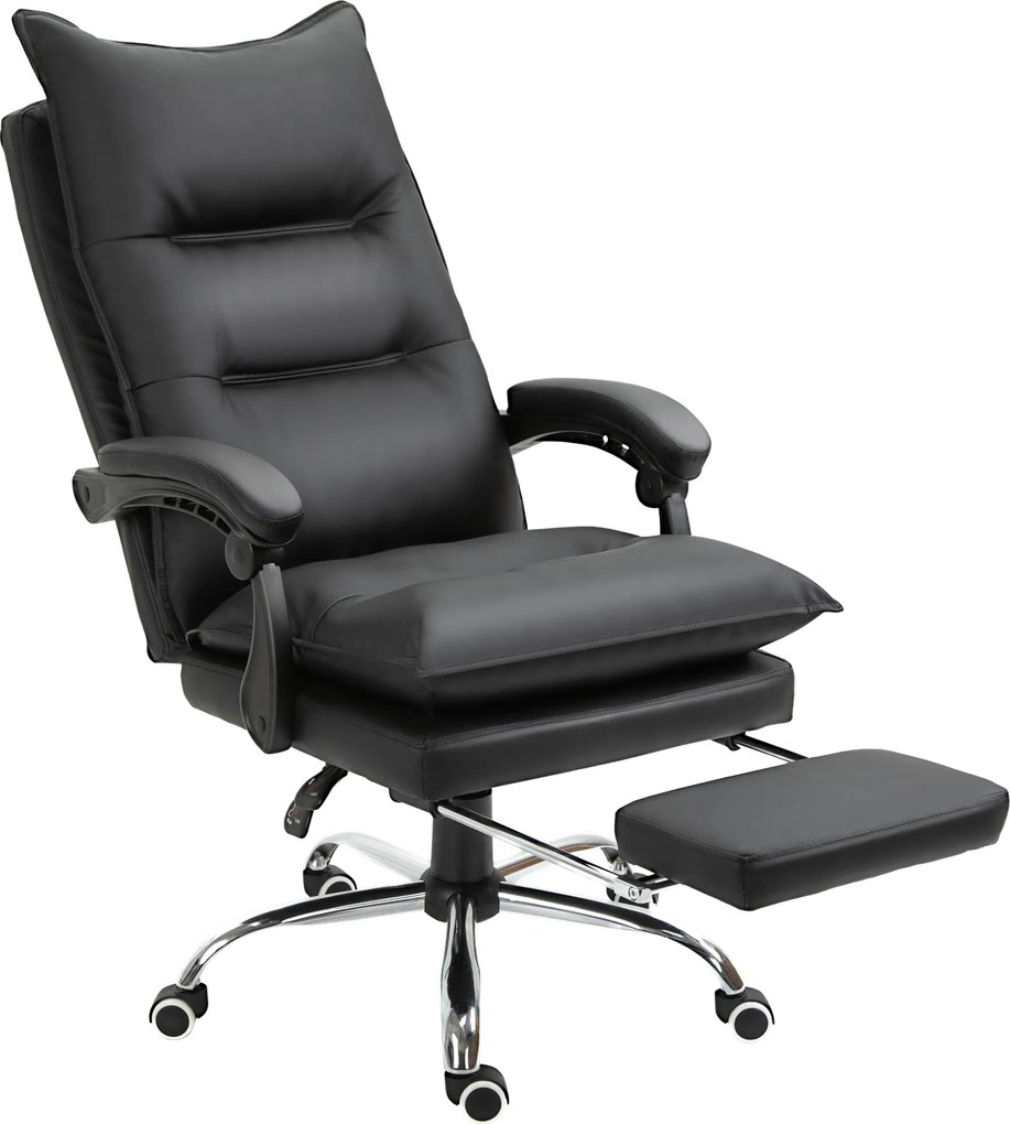 Vinsetto Kancelářská židle s funkcí houpání, ergonomická pracovní židle, výškově nastavitelná otočná židle s opěrkou nohou, potažená, až do zátěže 135