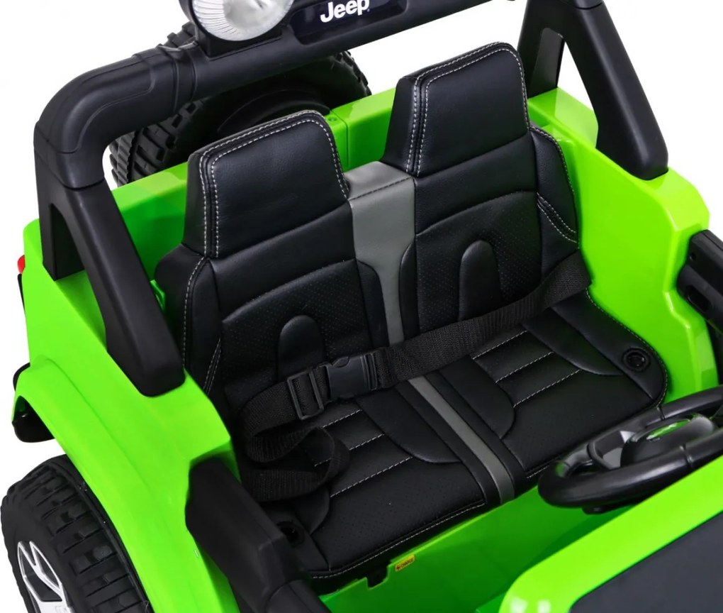 Ramiz Jeep Wrangler Rubicon elektrické auto pro děti zelené + dálkové ovládání + MP3 LED rádio + EVA kola